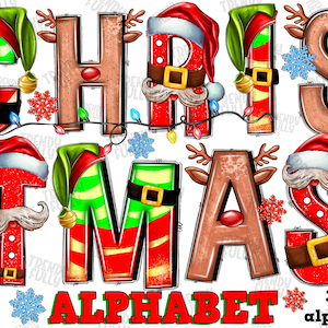 Christmas Doodle Alphabet Bundle,christmas Alphabet Png,christmas Png ...