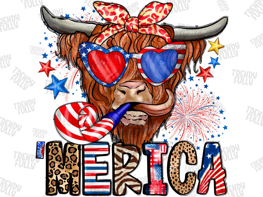 American Cow,western 4th of July Cow Background Png, Cow Sublimation ...