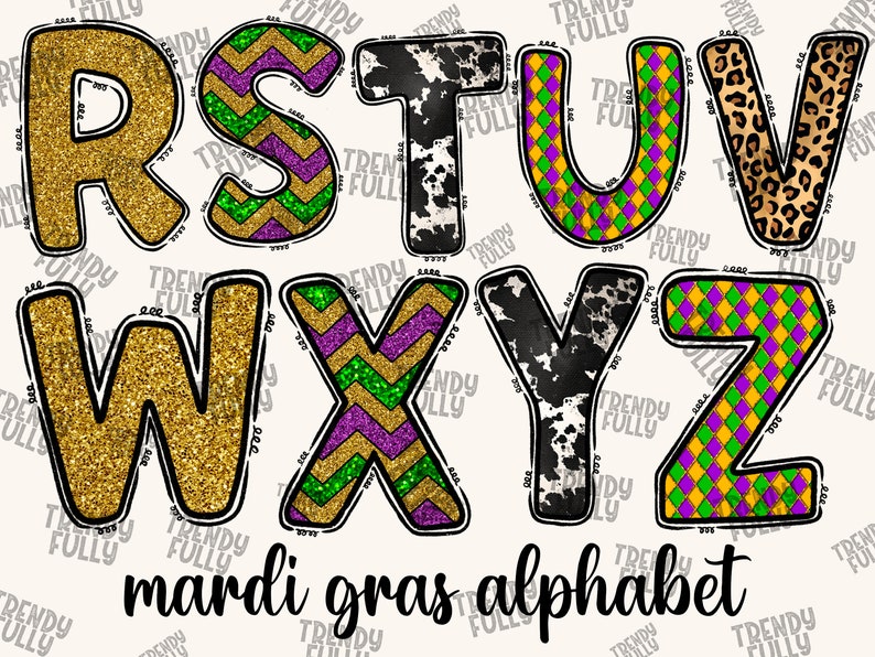 Mardi Gras Alphabet PNG Font Png Letters Alphabetfont - Etsy