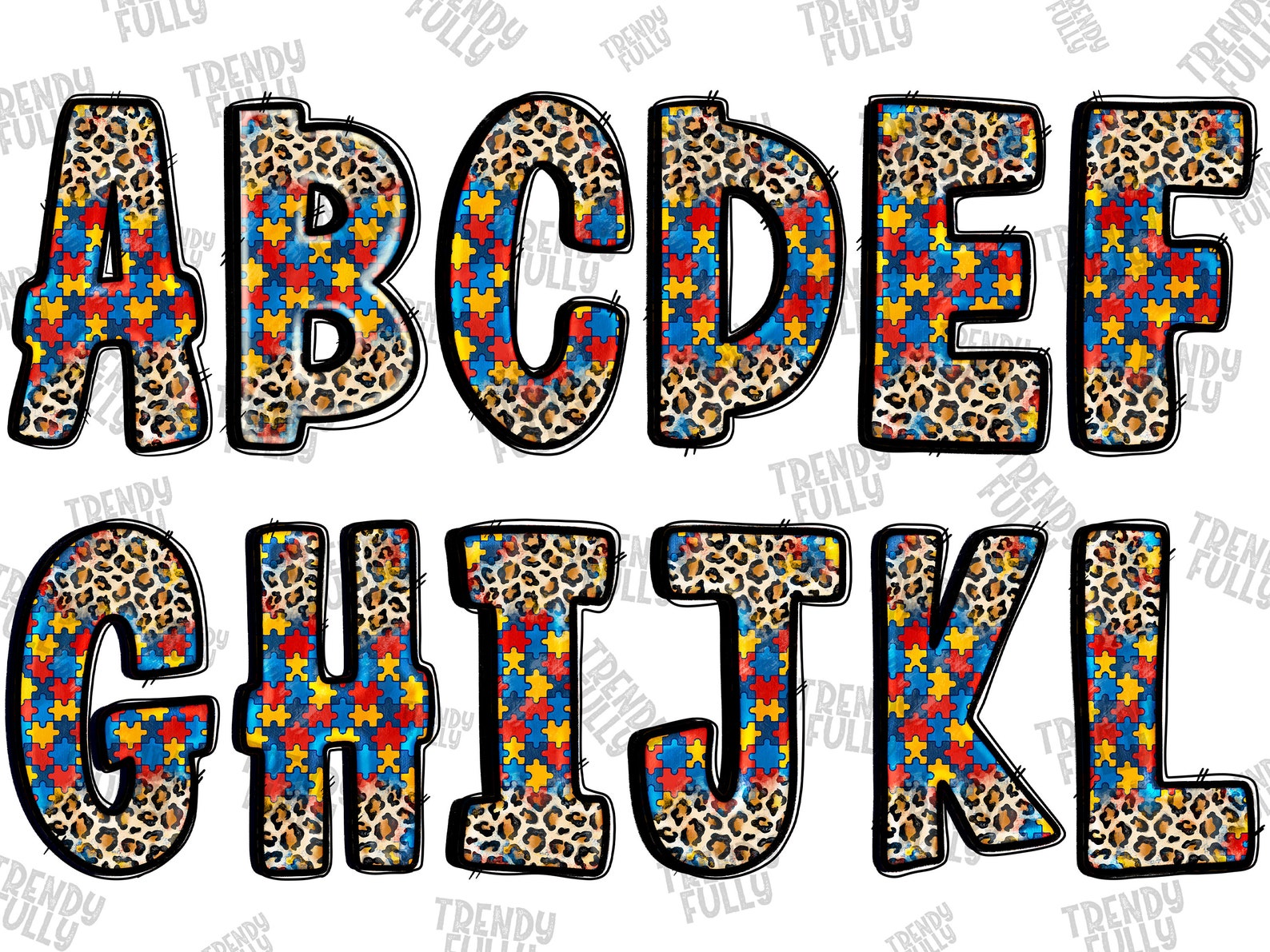 Autism Doodle Alphabet Bundle Png, Autism Alphabet Png,font Png ...