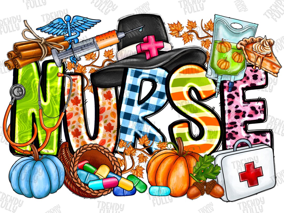Nurse With Fall Element Png Sublimation Design, Nurse Png, Hello Fall ...