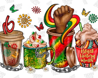 Black History Month Coffee Cups Png, Black Power Png, Coffee Cups Png ...