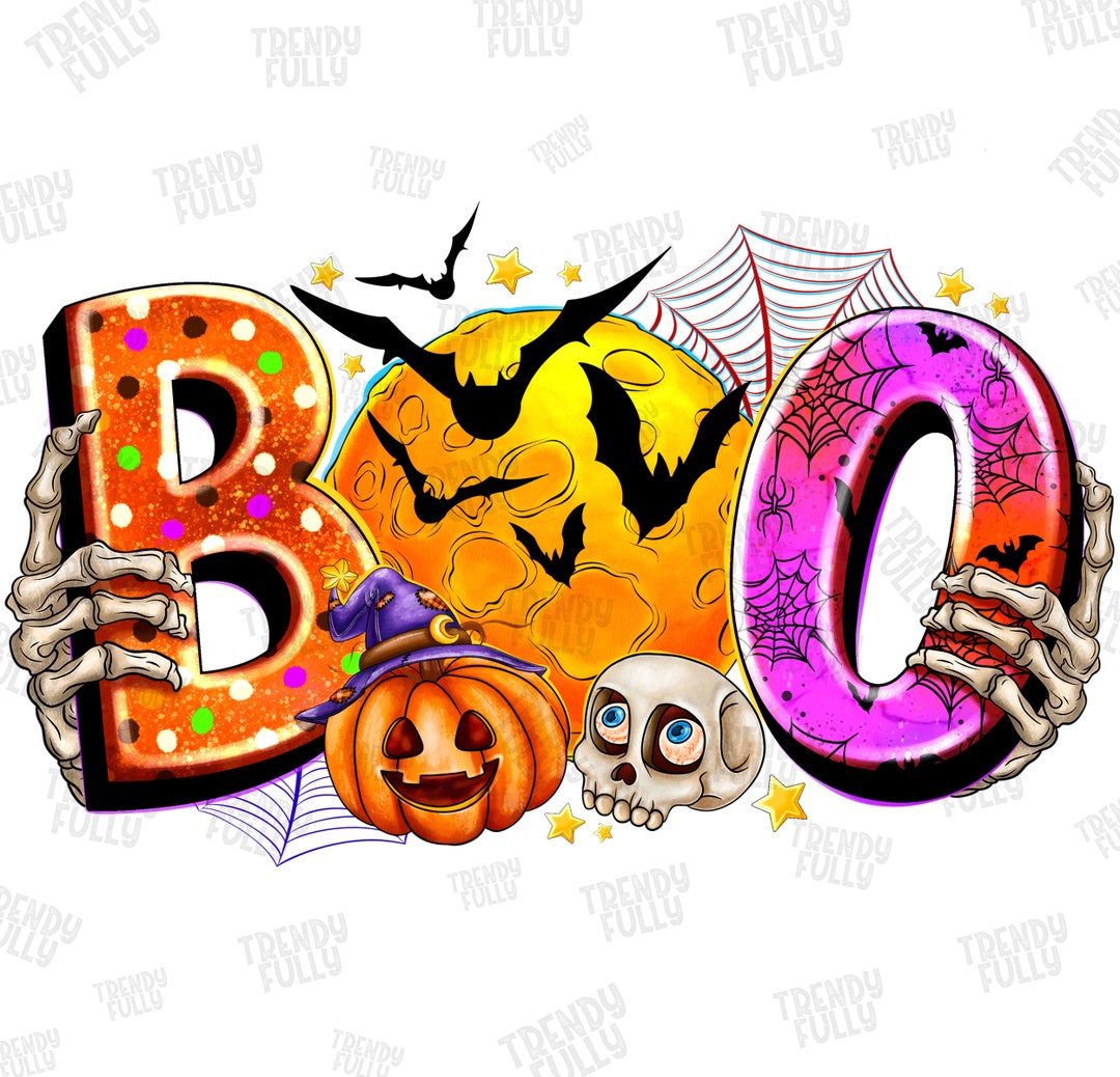 Hallowen Boo Png Sublimation Design, Pumpkin Clipart,boo Halloween Png ...