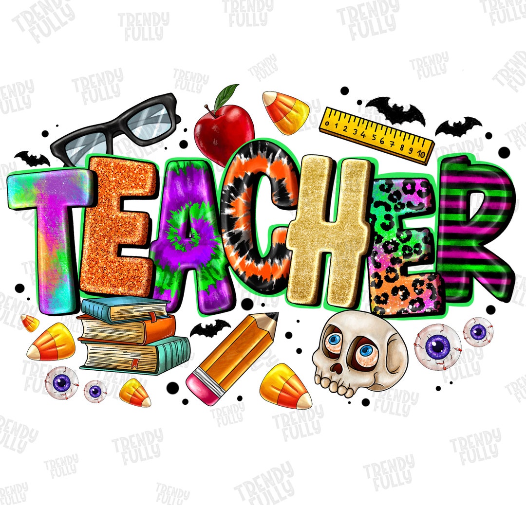 Halloween Teacher Png Sublimation Design Download, Spooky Season Png ...
