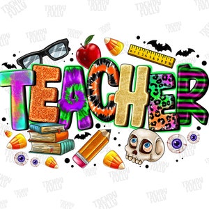 Halloween Teacher Png Sublimation Design Download, Spooky Season Png ...