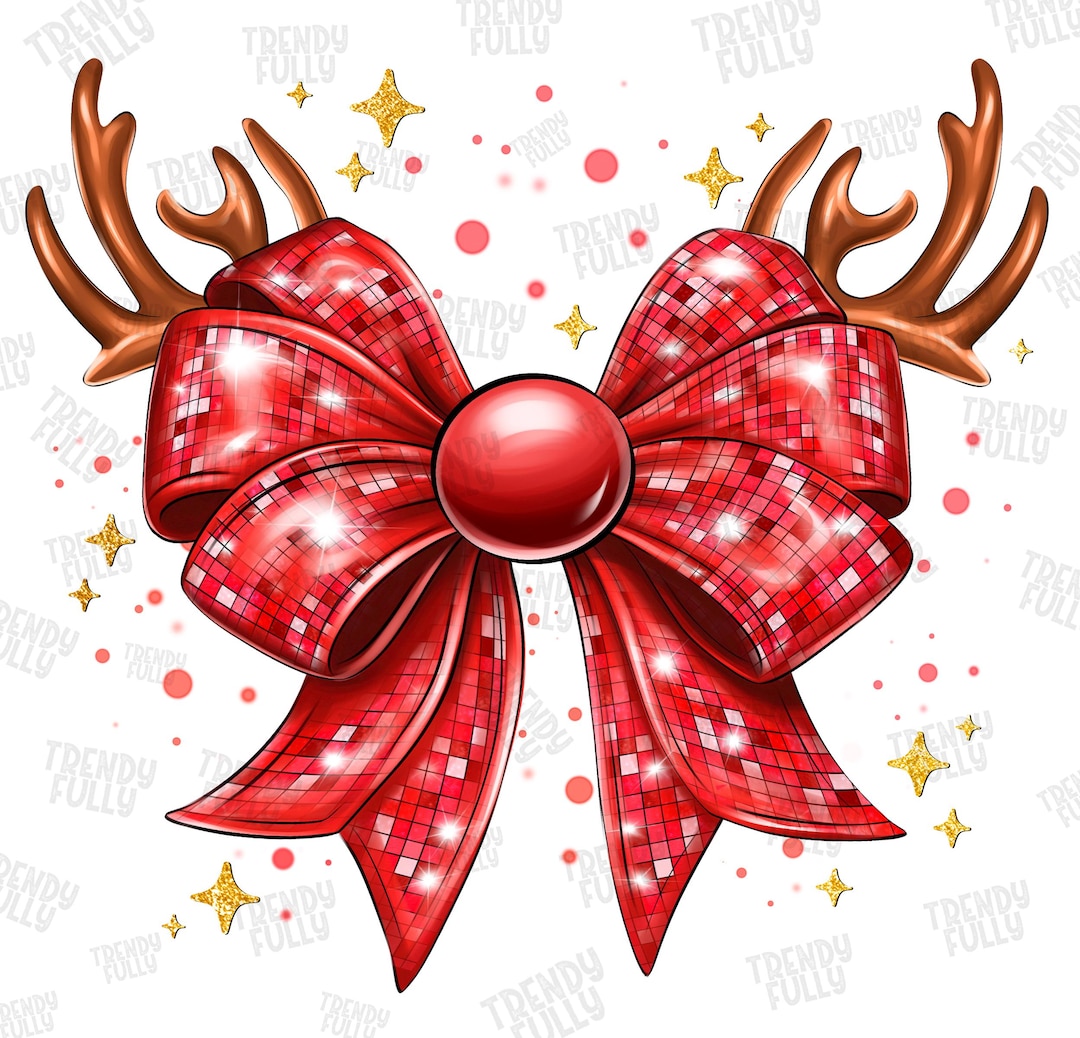 Christmas Coquette Bow Png, Coquette Christmas Png, Reindeer Bow Png ...