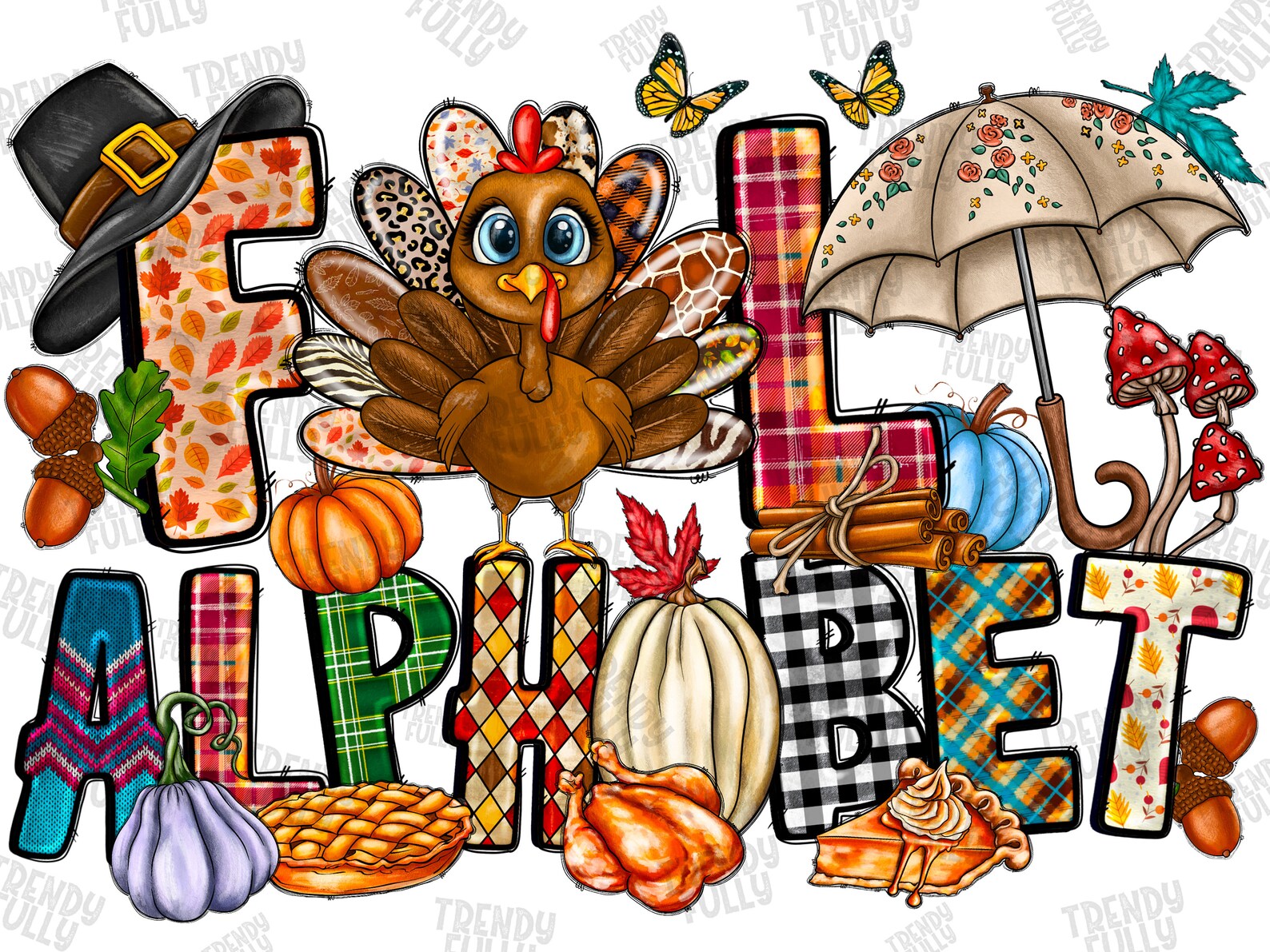 Fall Doodle Alphabet Bundle, Thankful Life PNG Letters,sublimation ...