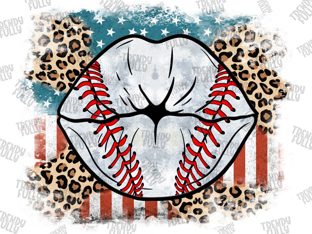 Baseball Lips PNG, Baseball Sublimation, Lips PNG, Leopard Pattern ...