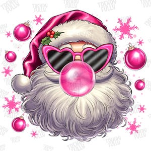 Pink Santa Claus PNG, Christmas Glitter Bling PNG, Christmas ...