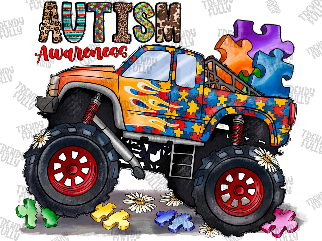Autism Monster Truck Png, Truck Png, Autism Acceptance, Monster Truck ...