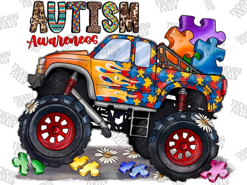 Autism Monster Truck Png Truck Png Autism Acceptance - Etsy