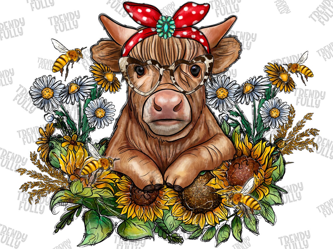 Sunflower Cow Png Sunflower PNG Cow PNG Sublimation Design - Etsy