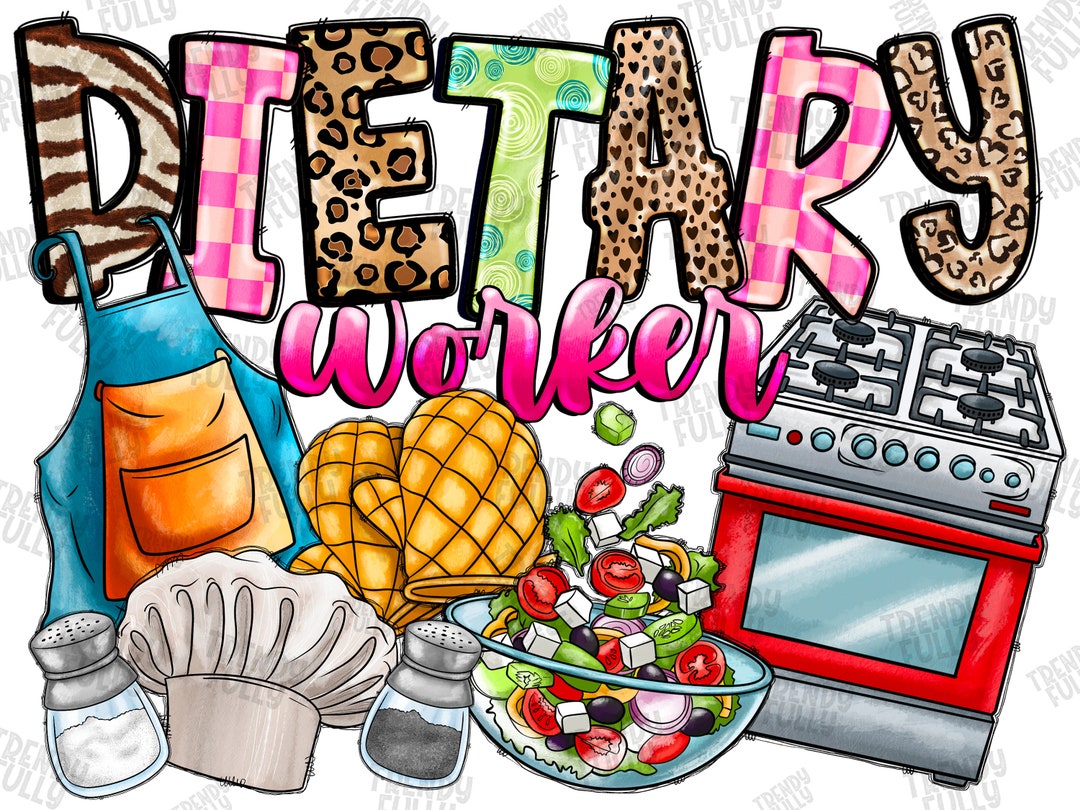 Dietary Worker Png, Sublimation Design, Lunch Lady PNG, Dietary Doodle ...