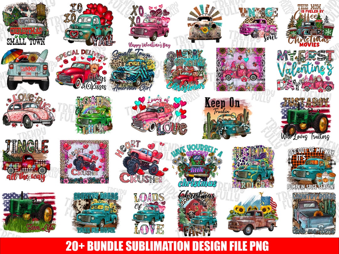 Truck Clipart Png Bundle, Farm Truck Clipart, Turquoise Truck Clipart ...