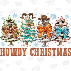 Howdy Christmas Png, Western Christmas Png, Retro Christmas Tree Png ...