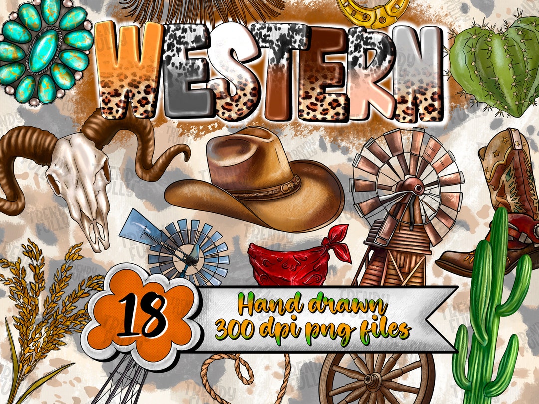 Western Elements Bundle Png, Bundle Png, Western Png, Cowhide, Western ...