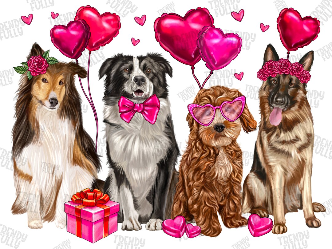 Valentines Day Dogs Png Sublimation Design Download, Dog Png, Valentine ...