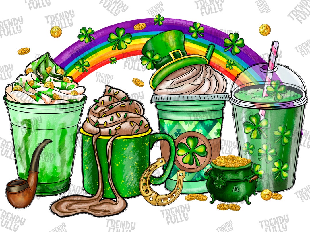 St. Patrick's Day Coffee Drinks Png, Sublimation Design, Lucky,coffee ...