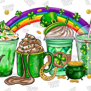 St. Patrick's Day Coffee Drinks Png, Sublimation Design, Lucky,coffee ...