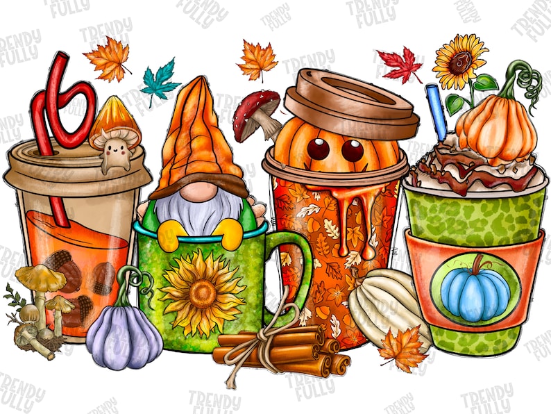 Thanksgiving Coffee Cups Png, Thanksgiving Png, Coffee Cups Png ...
