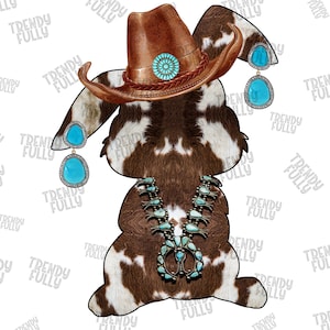 Western Rabbit PNG File Sublimation Design, Cowhide Rabbit, Digital ...