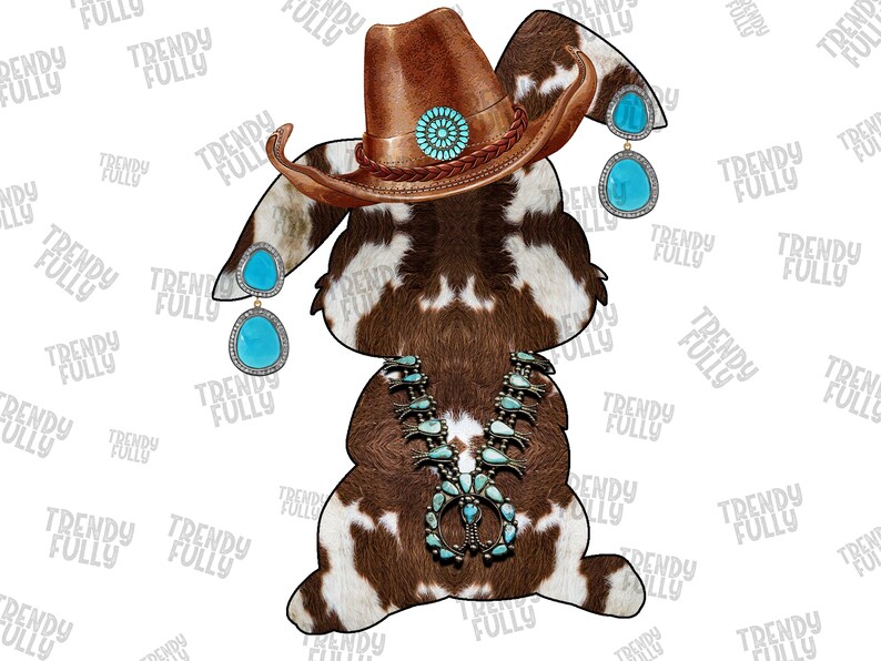 Western Rabbit PNG File Sublimation Design, Cowhide Rabbit, Digital ...