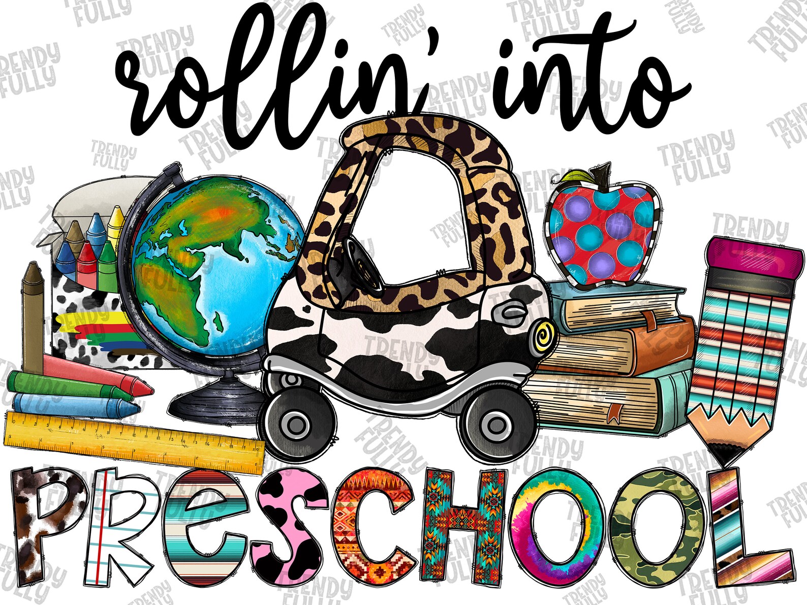 Rollin' Into Preschool Png Crayons Western Kid Kids - Etsy