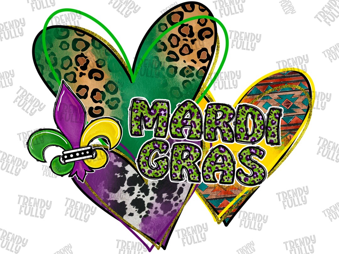 Mardi Gras Heart PNG, Sublimation PNG Design, Heart, Mardi Gras PNG ...