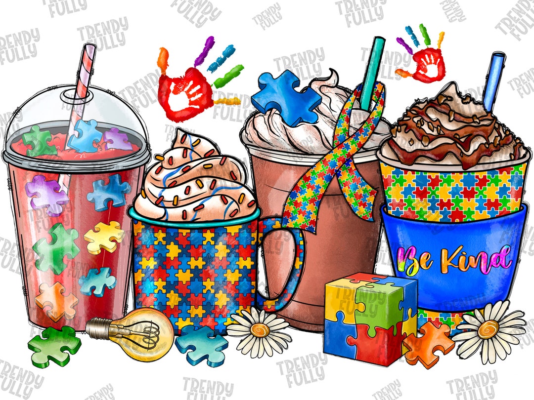 Autism Awareness Day Coffee Cups Png Sublimation Design Download ...