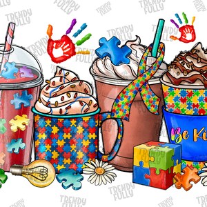 Autism Awareness Day Coffee Cups Png Sublimation Design Download ...