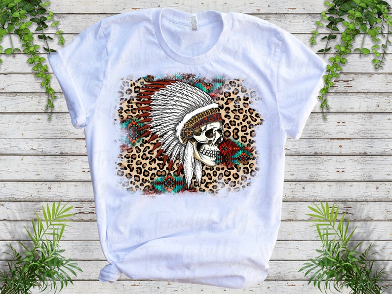 Indian Skull PNG File Headdress Leopard Aztec Pattern - Etsy