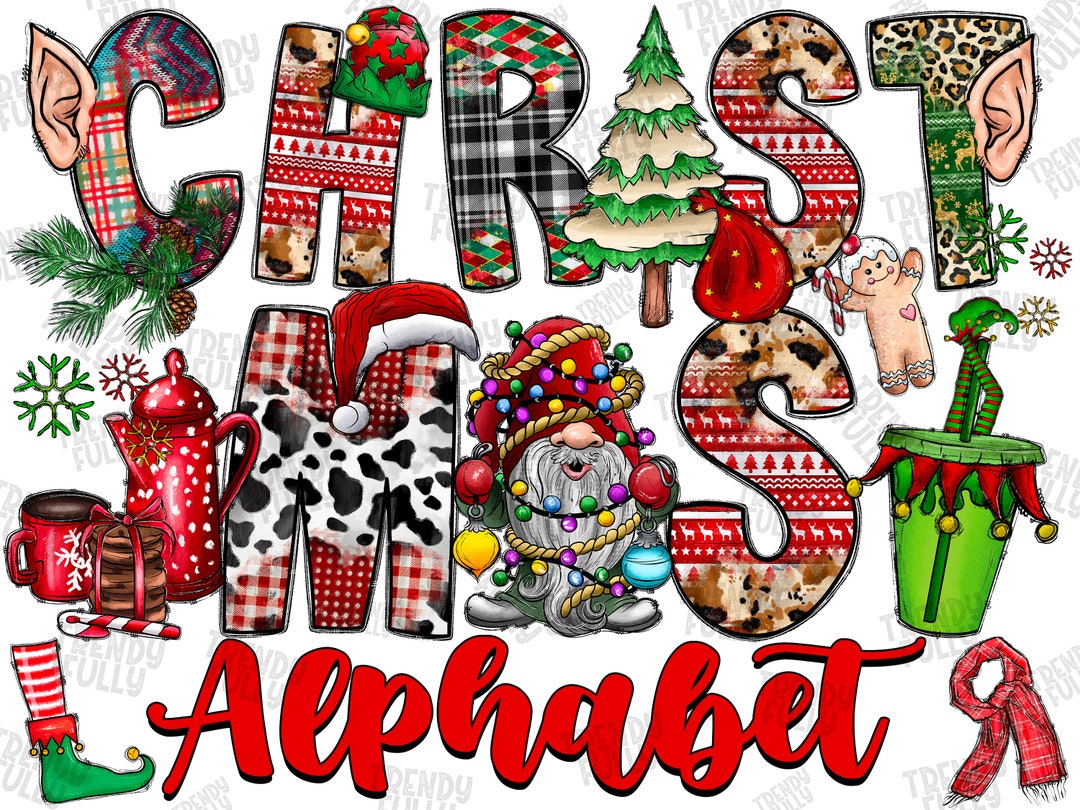 Christmas Doodle Alphabet Bundle, Christmas Alphabet Png, Christmas Png ...