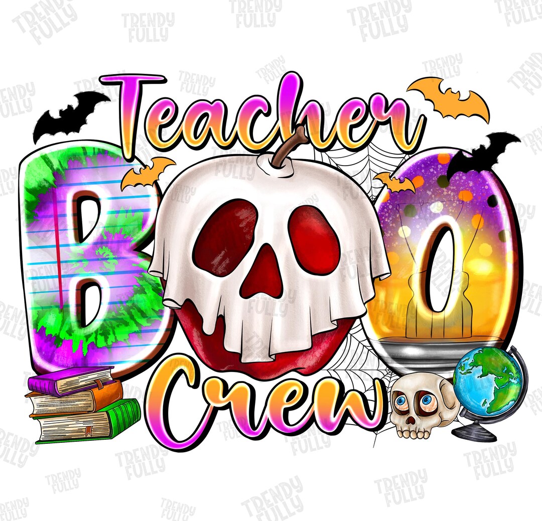 Teacher Boo Crew Png Sublimation Design Download, Happy Halloween Png ...