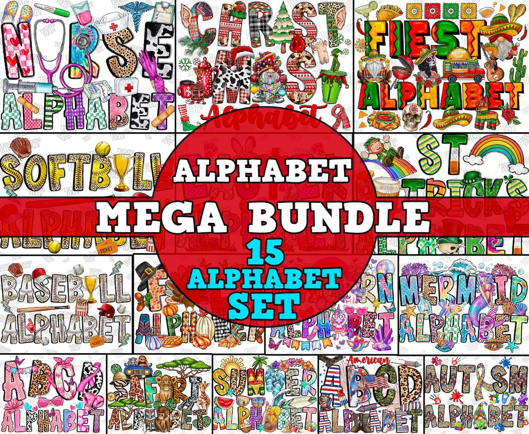 Doodle Alphabet Bundle, Western PNG Letters, Sublimation Design ...
