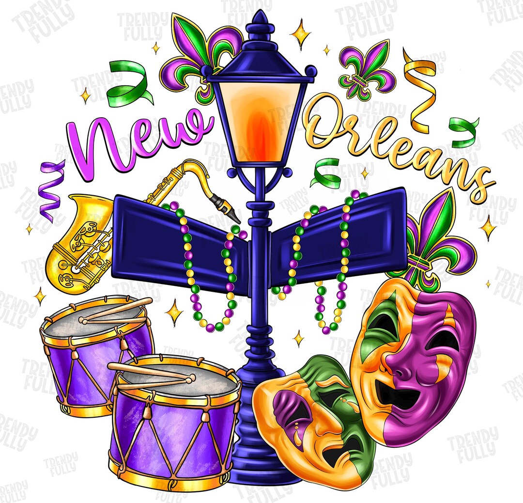 New Orleans Mardi Gras Png Sublimation Design,mardi Gras Street Png ...