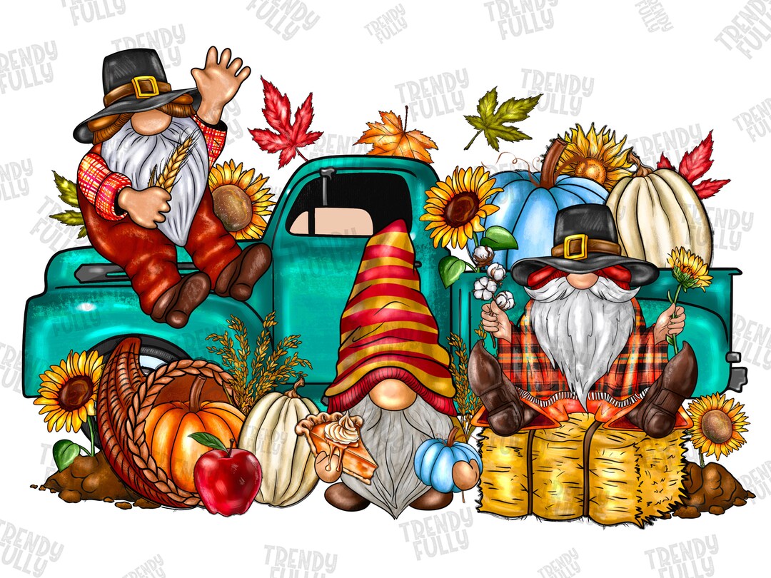 Fall Truck Gnomes Png, Sublimation Design, Fall Truck Png, Fall Png ...