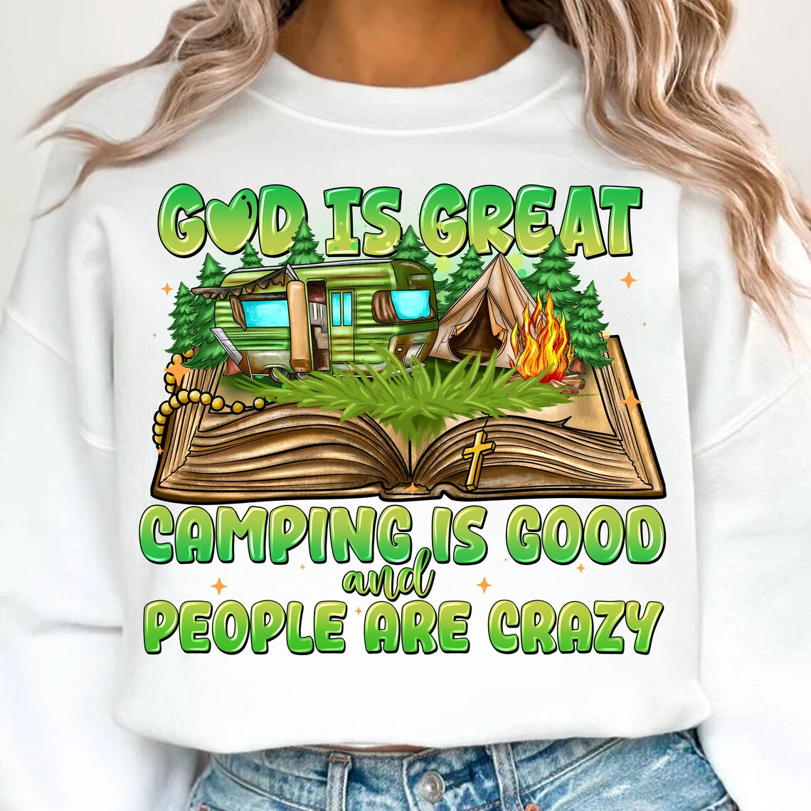 Camping PNG Design, God is Great Camping is Good Sublimation File ...
