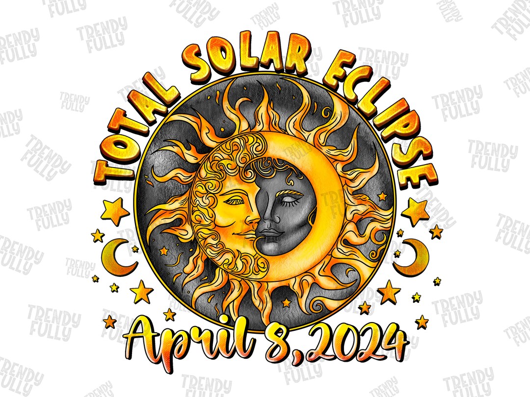Total Solar Eclipse April 8th 2024 PNG, Western Design, Sun, Retro ...