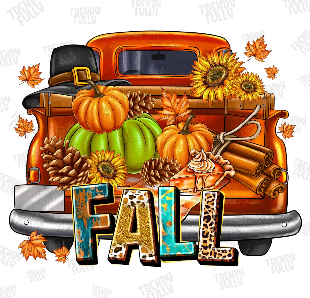 Fall Truck Png Sublimation Design Download, Hello Fall Png, Autumn Png ...
