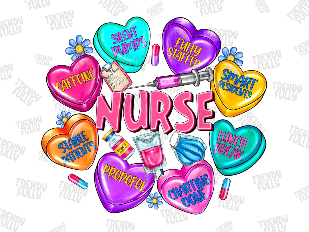 Nurse Candy Heart Png, Nurse Conversation Heartspng, Valentine Gift for ...