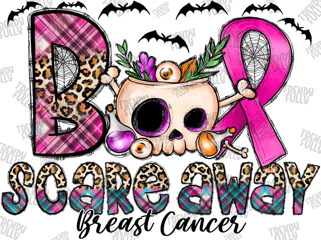 Boo Scare Away Breast Cancer Png, Pink Ribbon PNG, Boo Png, Skull, Boo ...