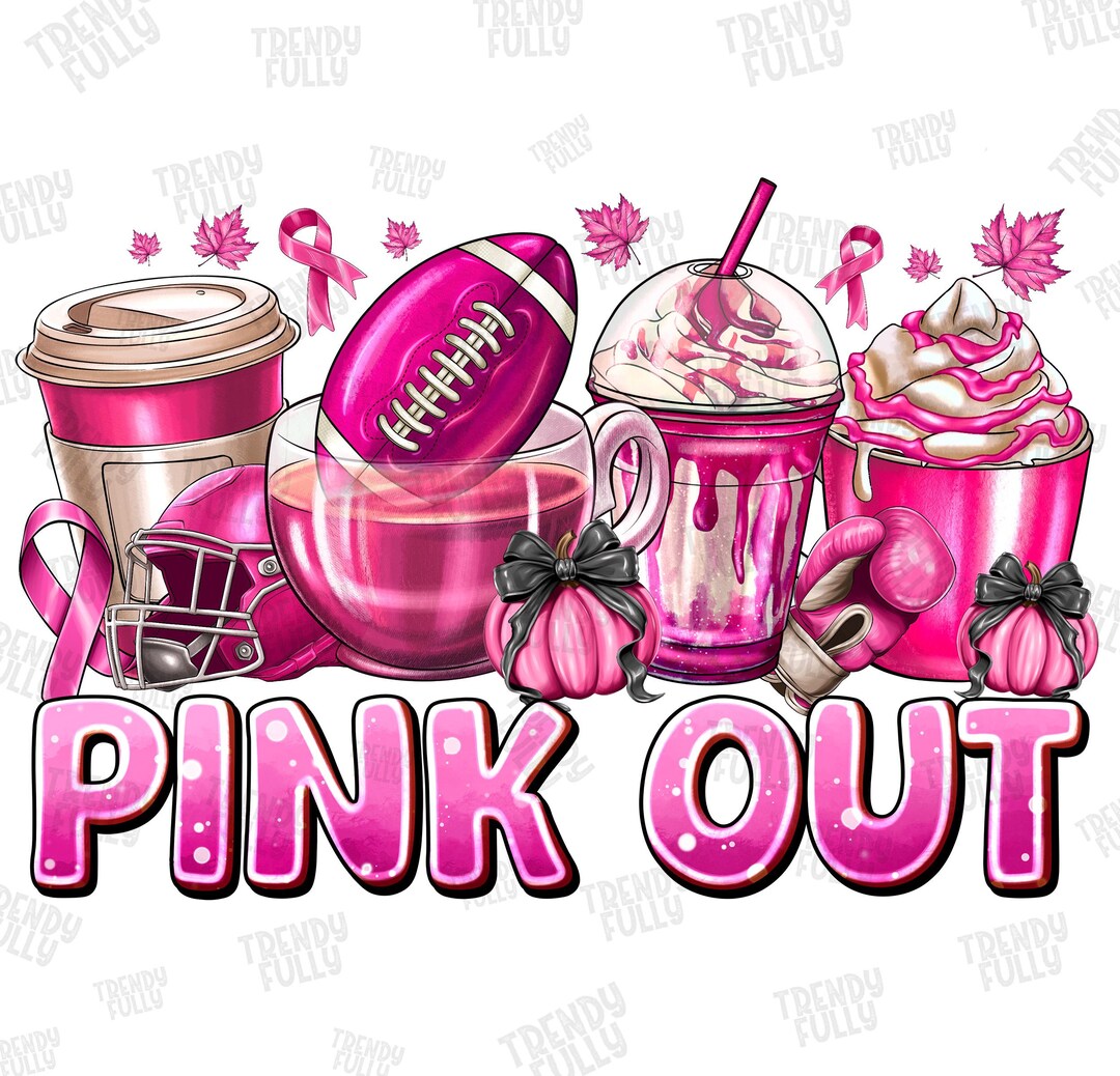 Pink Out Coffee Cups Png, Breast Cancer Png, Coquette Football Pink Out ...