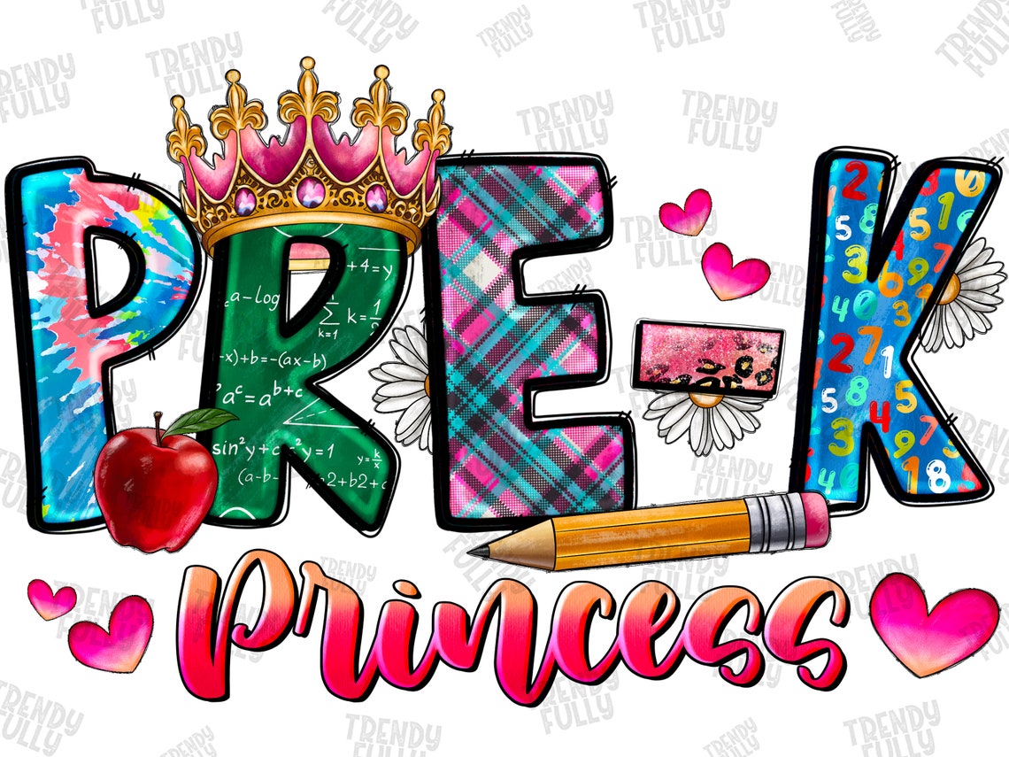 Pre-k Princess Png, Pre-k Png, Girl Pre-k Png, Back to School, First ...