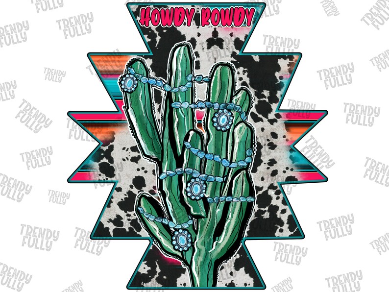 Howdy Rowdy PNG Filecactus Pngturquoise Cactusdigital - Etsy