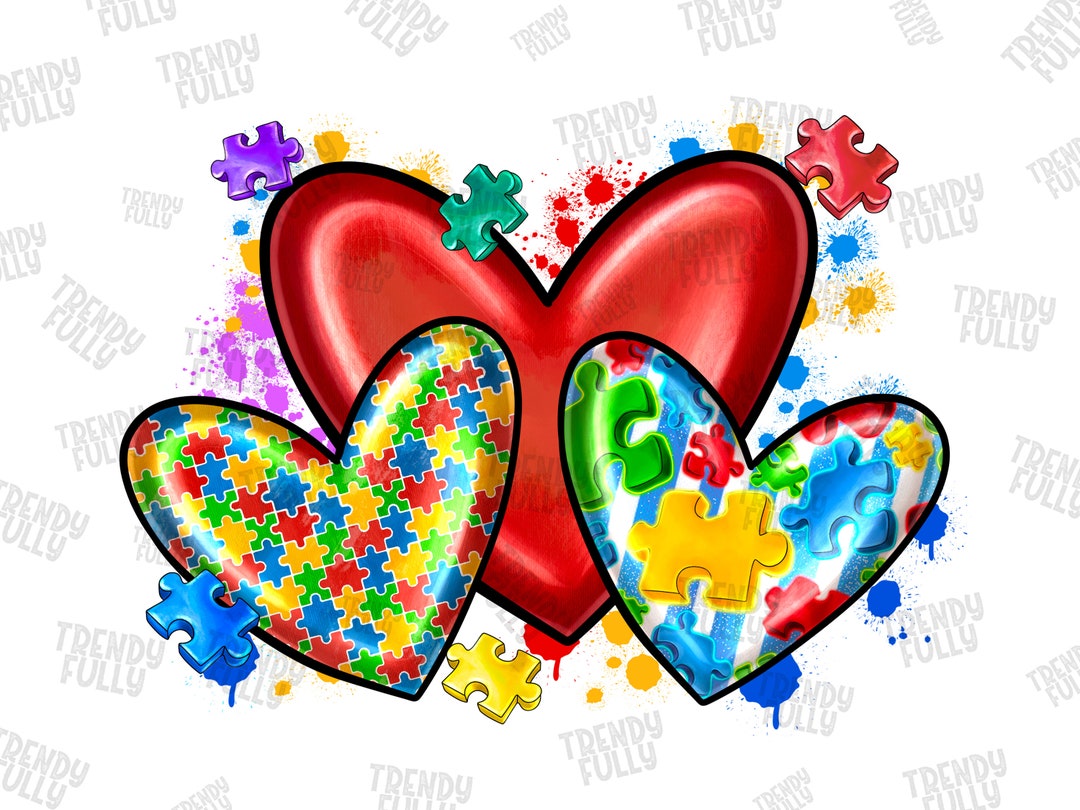 Beautiful Autism Heart Png Sublimation Design Download, Autism ...
