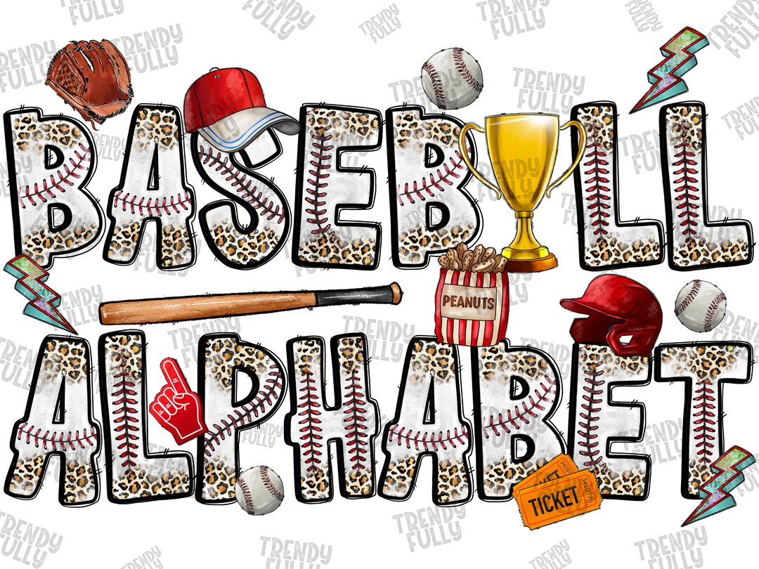 Baseball Doodle Alphabet Bundle, Baseball PNG Letters, Baseball Design ...