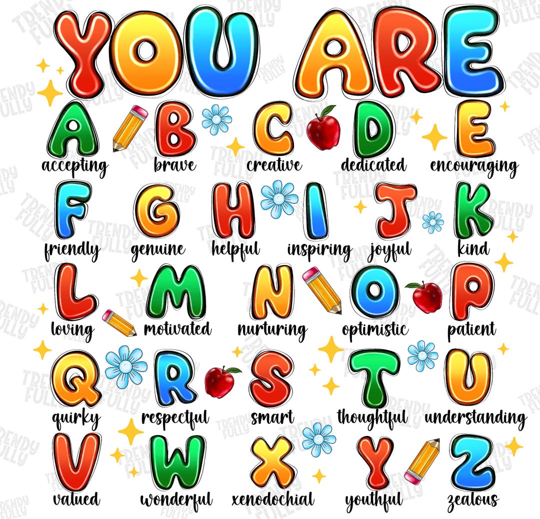 You Are Alphabet Teacher School Png, First Day of School Png, Welcome ...