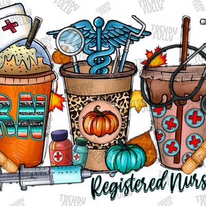 RN Registered Nurse Fall Drink Png, Pumpkin Sublimation Design, Love ...