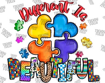 Different is Beautiful Autism Png Sublimation Design Download, Autism ...