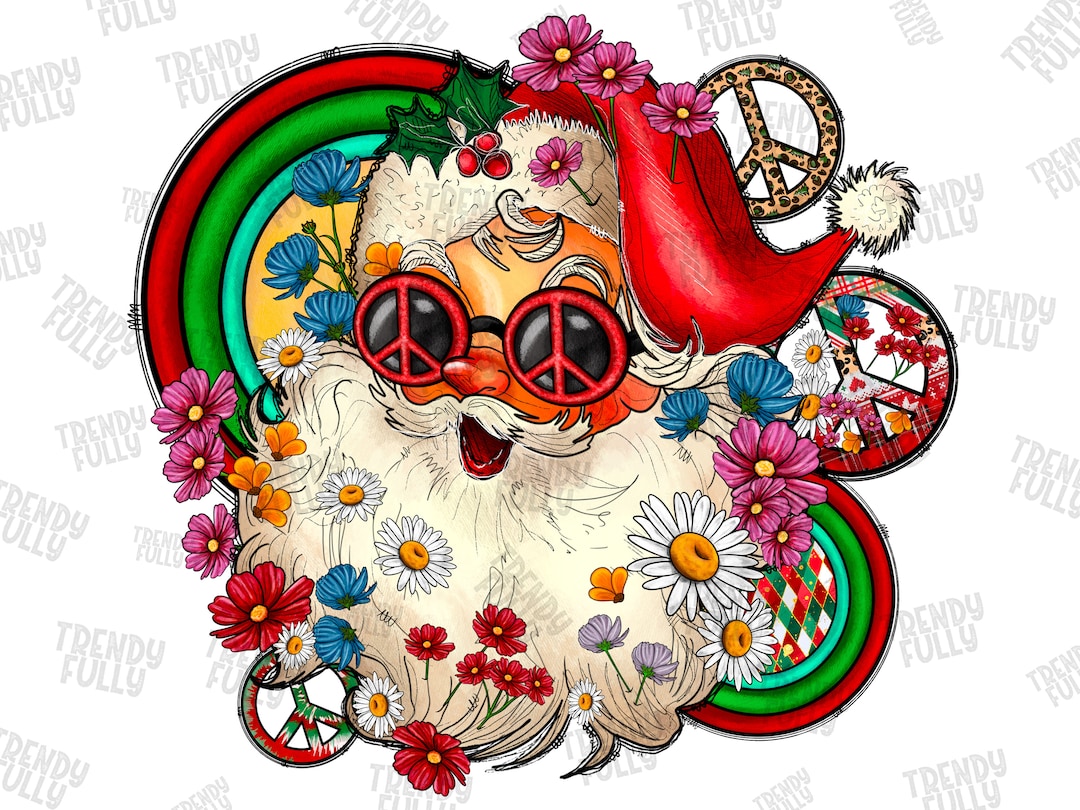 Hippie Santa Claus Png, Santa Claus, Tie Dye, Hippie Christmas, Peace ...
